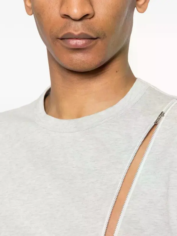 Comme Des Garçons Zip-detail Cotton T-shirt - Grey