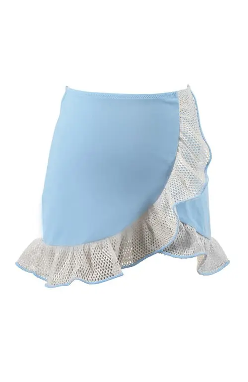 NESSI BYRD Asymmetric Mesh Wrap Swim Skirt - Blue
