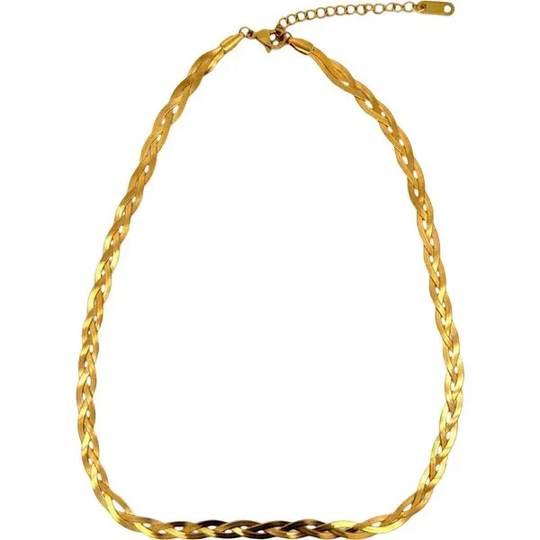 GEMINI JEWELRY Herringbone Braided Necklace - Yellow