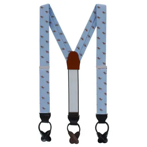 Trafalgar Racehorse Linen Blend Suspenders And Bow Tie Set