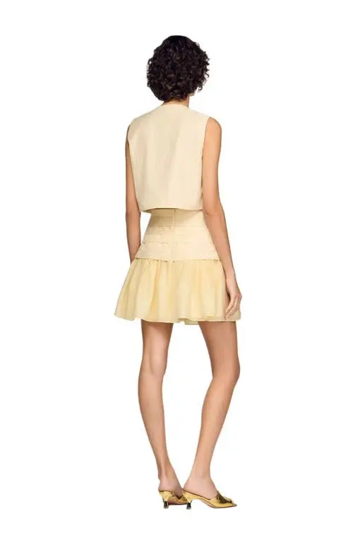 Sandro Pleated Crop Top - Vanilla