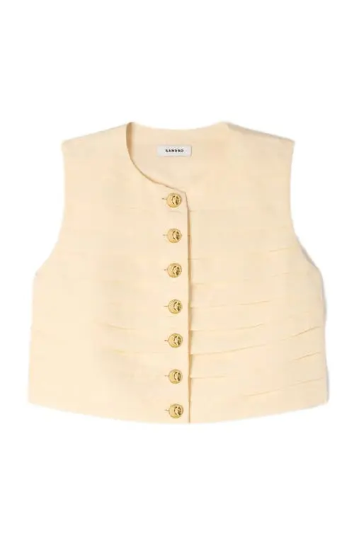 Sandro Pleated Crop Top - Vanilla