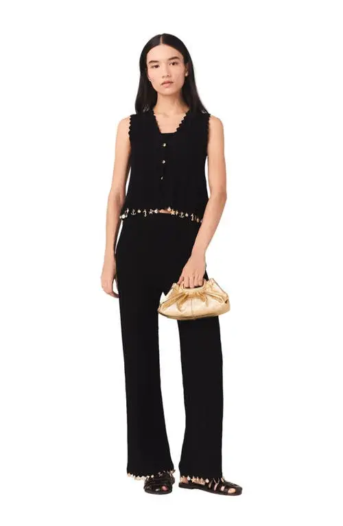 Maje Gold-embellished Knit Cardigan