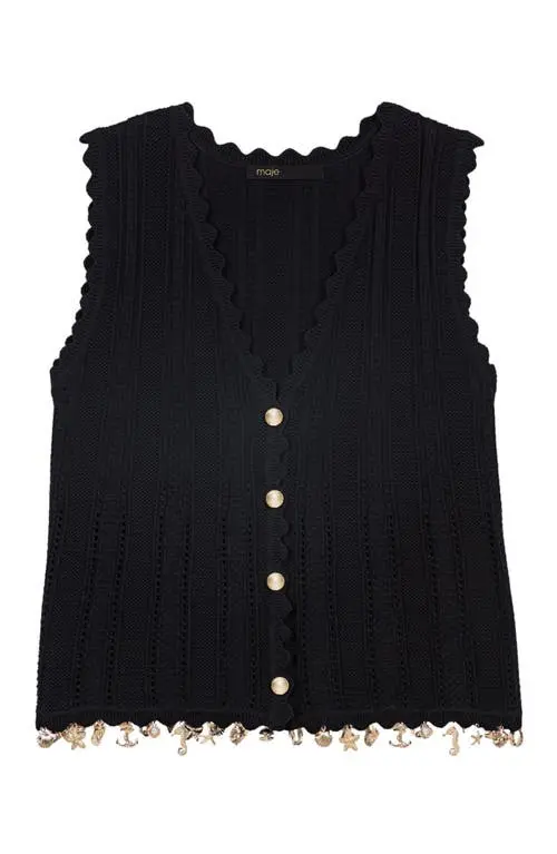 Maje Gold-embellished Knit Cardigan
