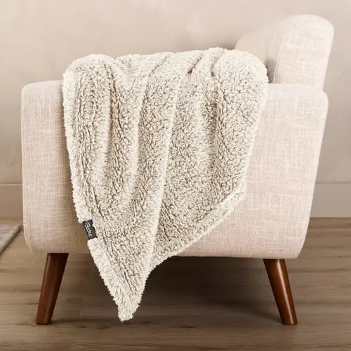 BARE HOME Tipped Faux Shearling Throw Blanket