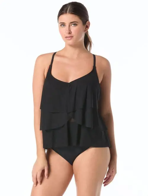 COCO REEF Dd-cup Lotus Ruffle Tankini Swim Top