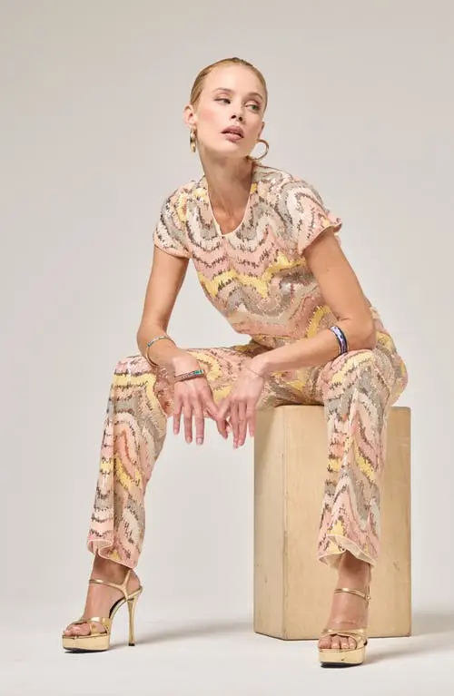BTB LOS ANGELES Katya Straight-leg Sequin Knit Pants