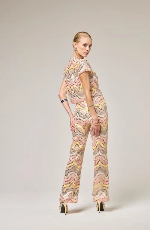 BTB LOS ANGELES Katya Straight-leg Sequin Knit Pants