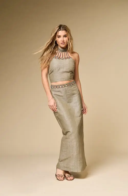 BTB LOS ANGELES Clarissa Halter Crop Top - Olive