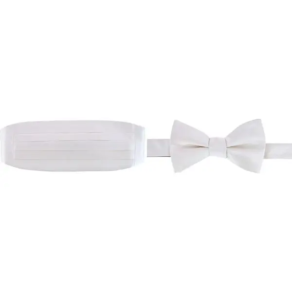 Trafalgar Sutton Silk Cummerbund And Bow Tie Bundle - Ivory