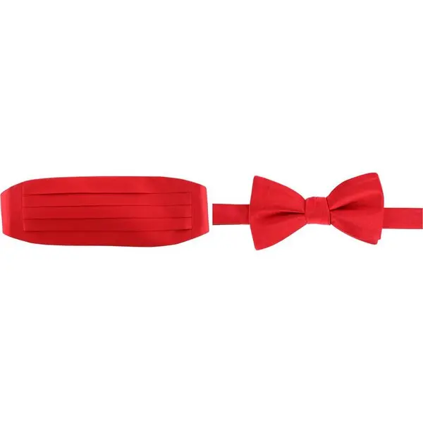 Trafalgar Sutton Silk Cummerbund And Bow Tie Bundle - Red