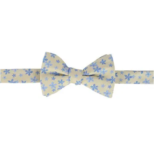 Trafalgar Weldon Floral Silk Suspenders And Bow Tie Bundle - Yellow With Light Blue