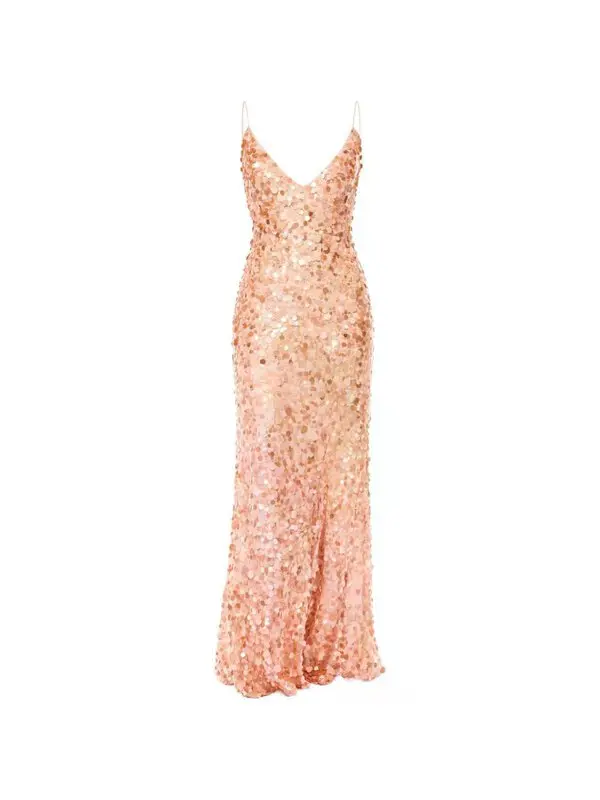 LoveShackFancy Emmalisa Sequined Maxi Dress - Pink