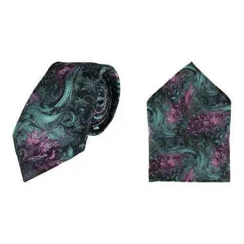 Trafalgar Big And Tall Arcane Storm Silk Tie & Pocket Square Bundle - Multiple