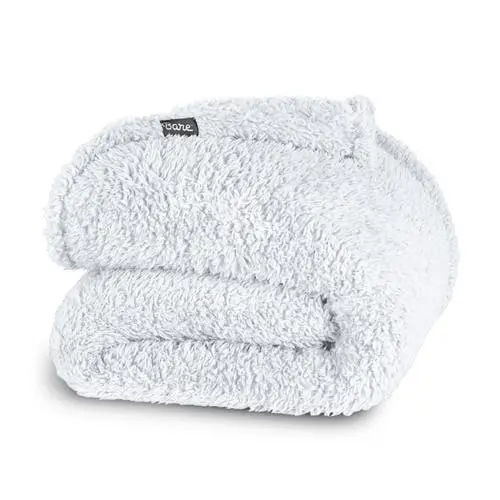BARE HOME Solid Faux Shearling Blanket - White