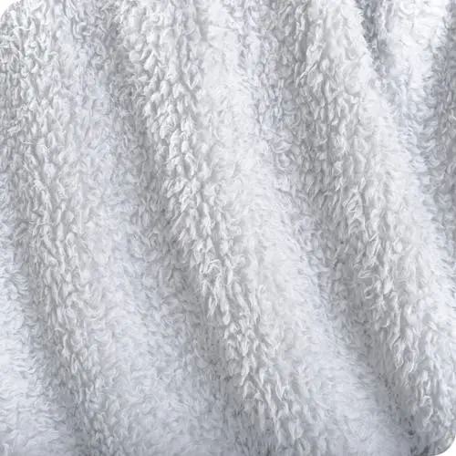 BARE HOME Solid Faux Shearling Blanket - White