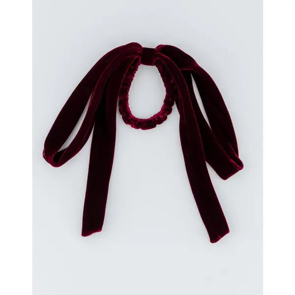 Alexandre De Paris Isild Velvet Ribbon Hair Tie - Burgundy