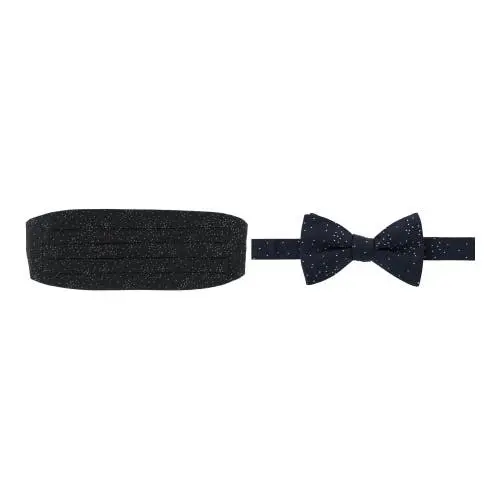 Trafalgar Mystere Metallic Star Light Cummerbund And Bow Tie Bundle - Black