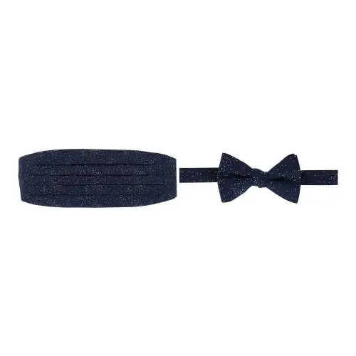 Trafalgar Mystere Metallic Star Light Cummerbund And Bow Tie Bundle - Navy