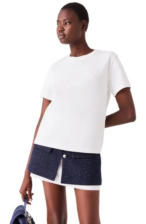 Maje T-shirt With Embroidered Logo - White