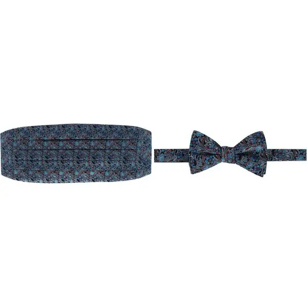 Trafalgar Enzo Exploded Floral Silk Cummerbund And Bow Tie Bundle