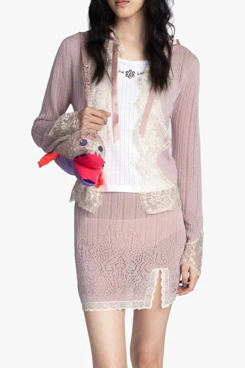 Anna Sui Lingerie Lace Knits Cardigan - Blush