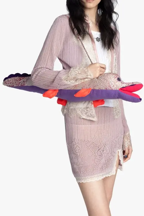 Anna Sui Lingerie Lace Knits Cardigan - Blush