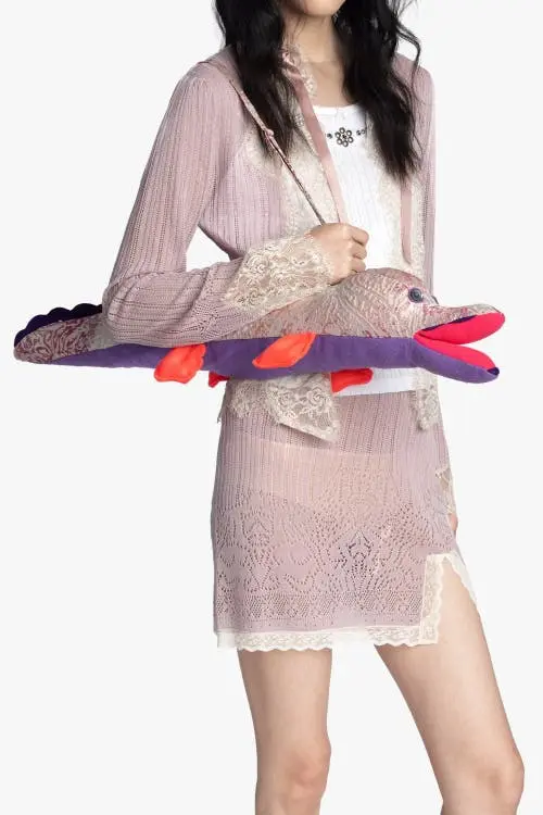 Anna Sui Lingerie Lace Knits Cardigan - Blush