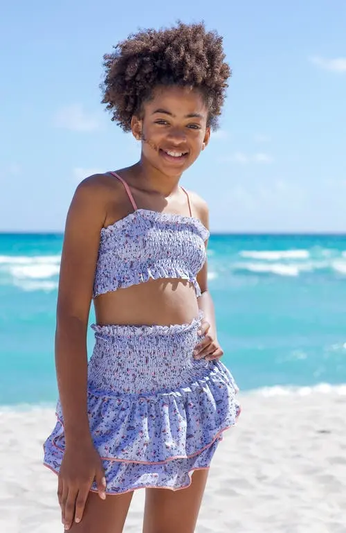 NESSI BYRD Floral Print Ruffled Swim Skirt