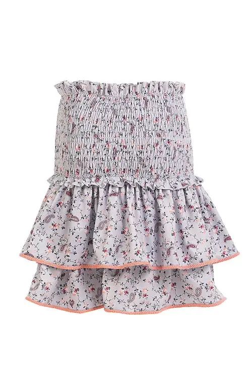 NESSI BYRD Floral Print Ruffled Swim Skirt