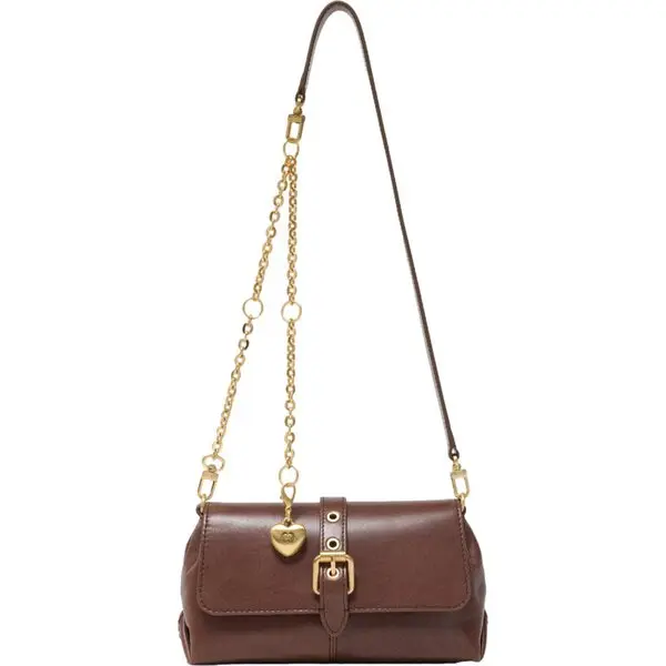 Maje Vintage Leather Miss M Walk Bag With Chain Strap - Brown
