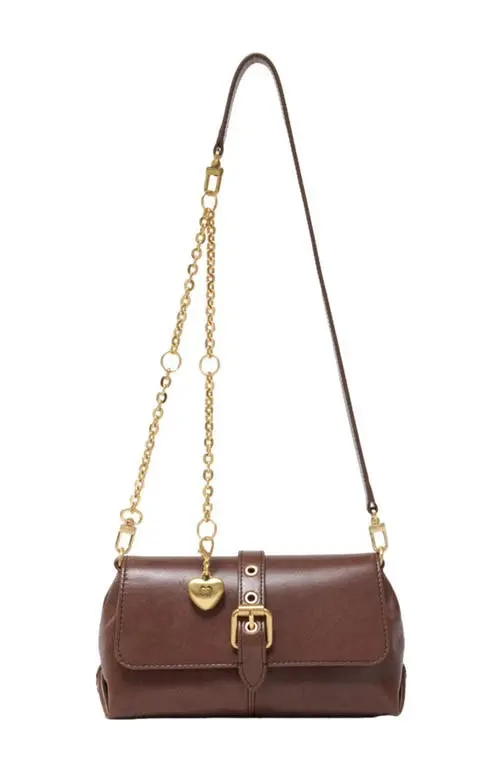 Maje Vintage Leather Miss M Walk Bag With Chain Strap - Brown