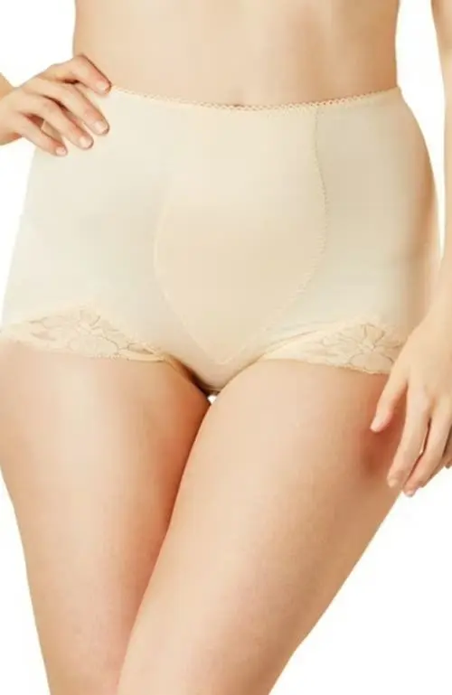 RAGO Light Shaping Panty With Comfort V-leg Lace Design - Beige
