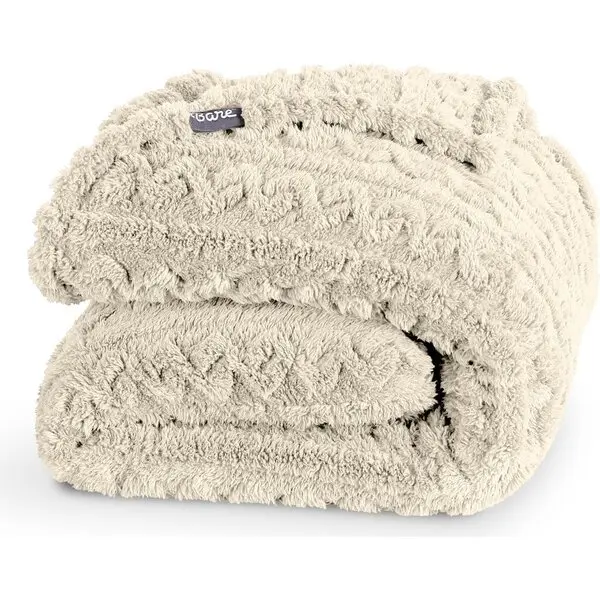 BARE HOME Cable Faux Shearling Blanket - Oyster