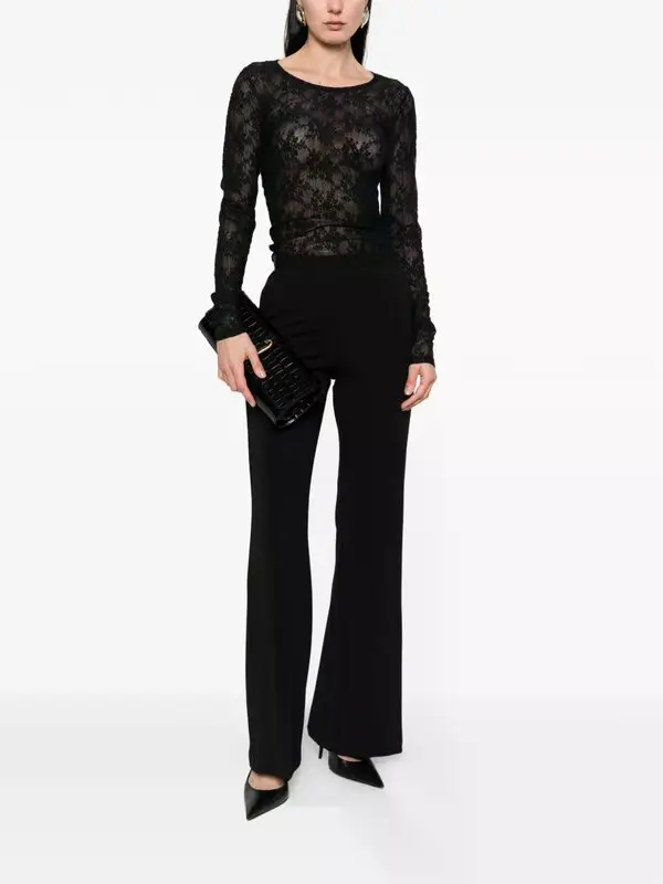 Imperial Lace Long Sleeve Top - Black