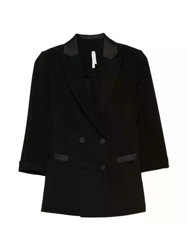 Imperial Double-breasted Collared Blazer - Black