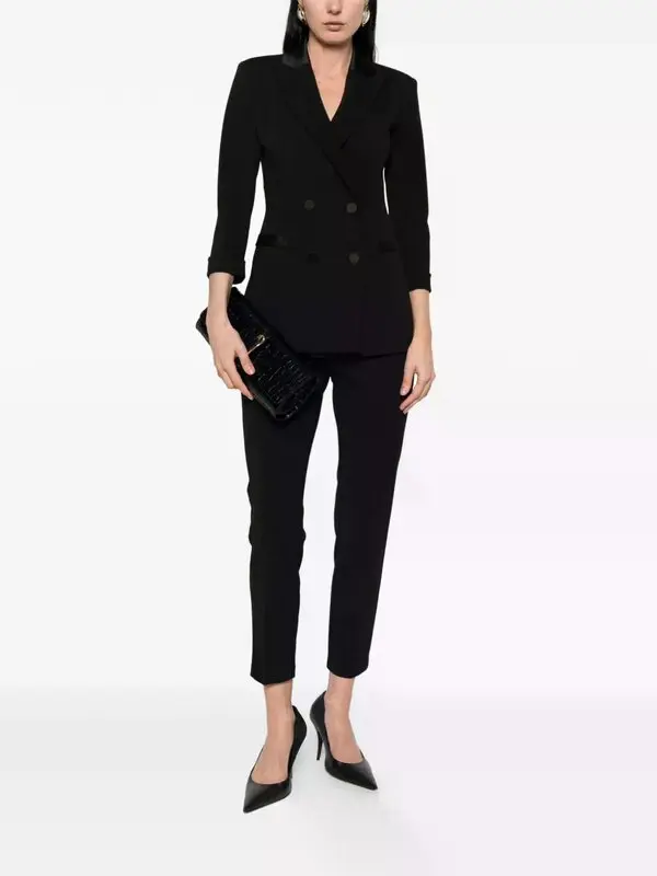 Imperial Double-breasted Collared Blazer - Black