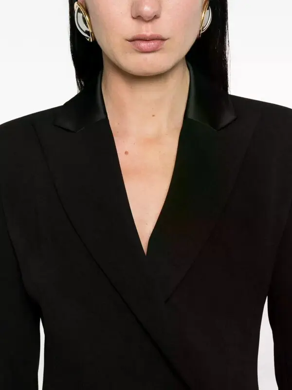 Imperial Double-breasted Collared Blazer - Black