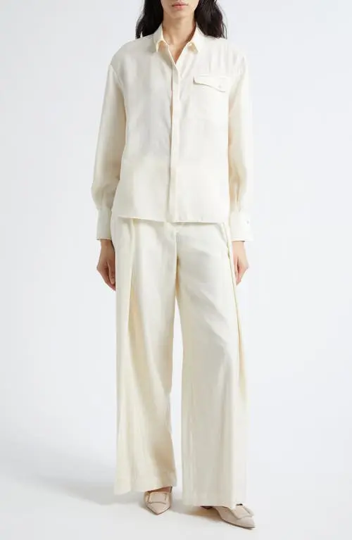 Emporio Armani Reverse Pleat Techno Rayon Wide Leg Pants