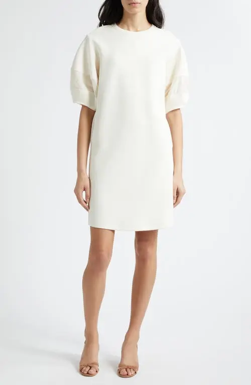 Emporio Armani Vanilla Mixed Media Cotton Blend Double Jersey Dress