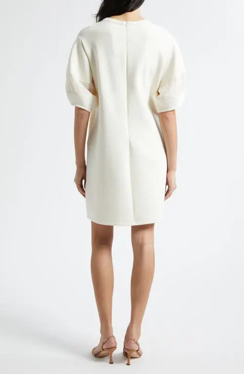 Emporio Armani Vanilla Mixed Media Cotton Blend Double Jersey Dress