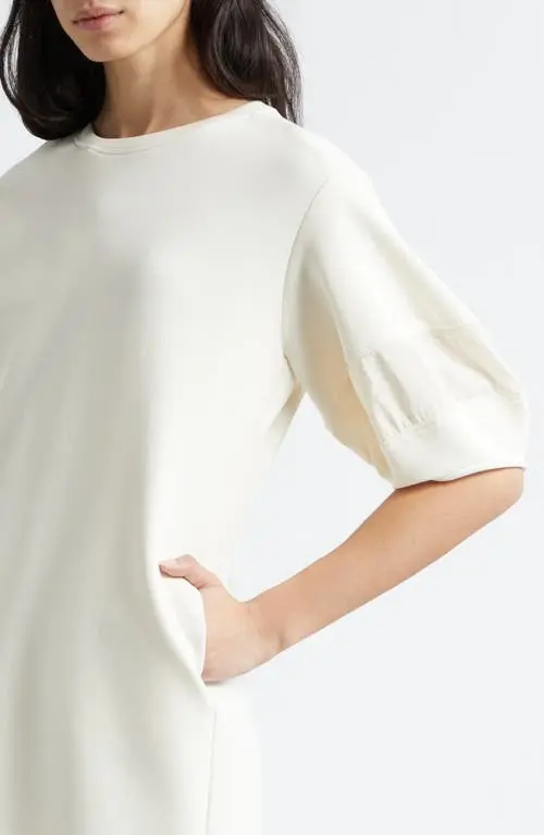 Emporio Armani Vanilla Mixed Media Cotton Blend Double Jersey Dress