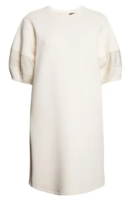 Emporio Armani Vanilla Mixed Media Cotton Blend Double Jersey Dress