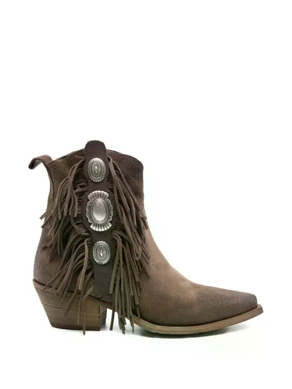 METISSE Fringed Ankle Boots - Brown