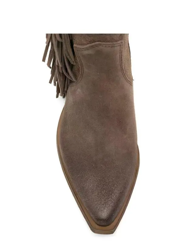 METISSE Fringed Ankle Boots - Brown