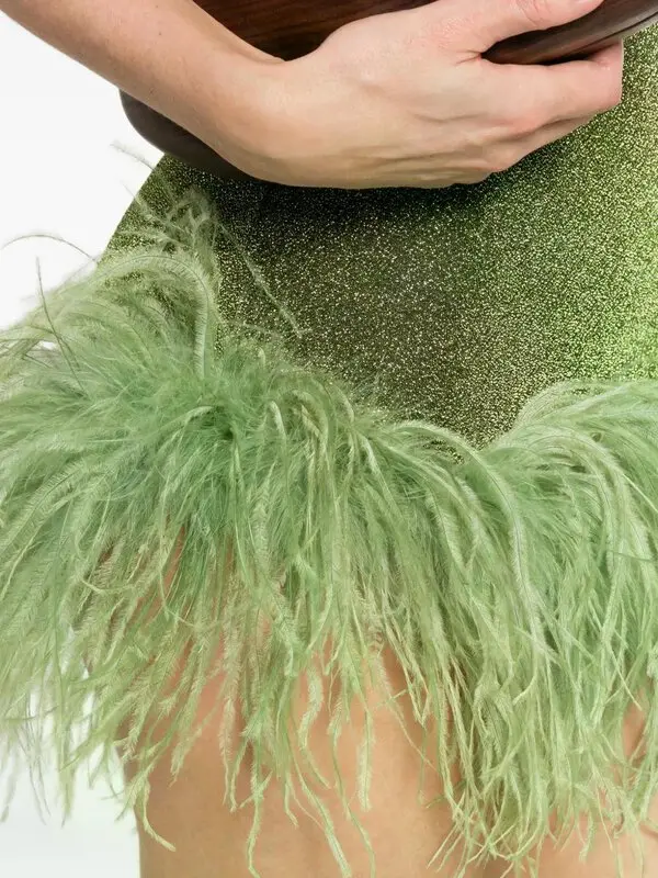 oseree green feather dress Shiny Stripes Plumage Dress main image 1