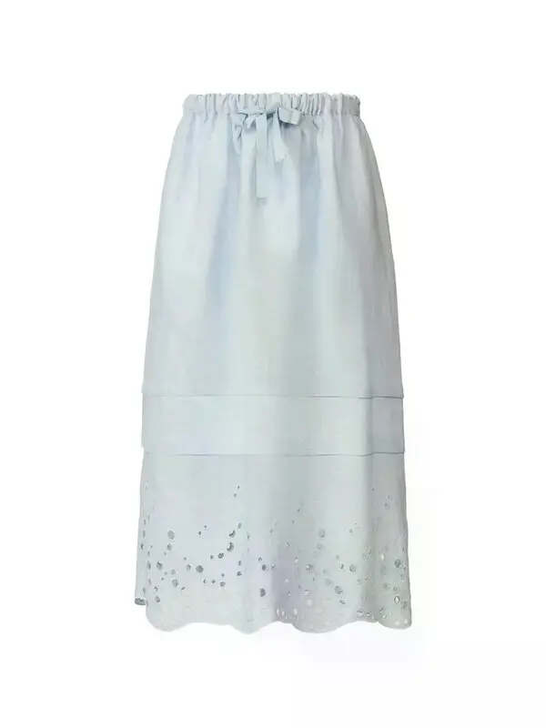 Fabiana Filippi Eyelet Drawstring Midi Skirt - Blue