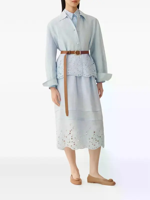 Fabiana Filippi Eyelet Drawstring Midi Skirt - Blue