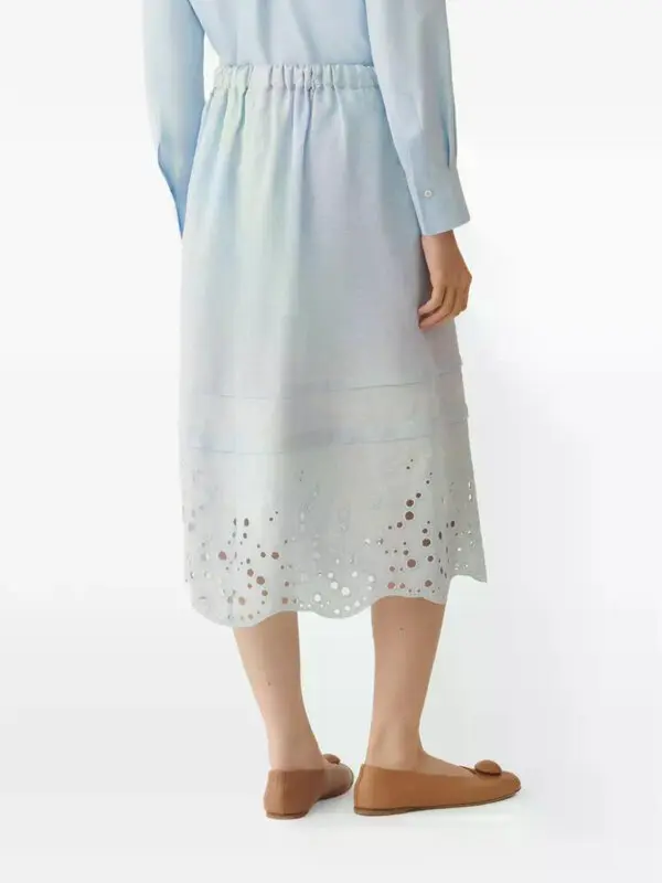 Fabiana Filippi Eyelet Drawstring Midi Skirt - Blue