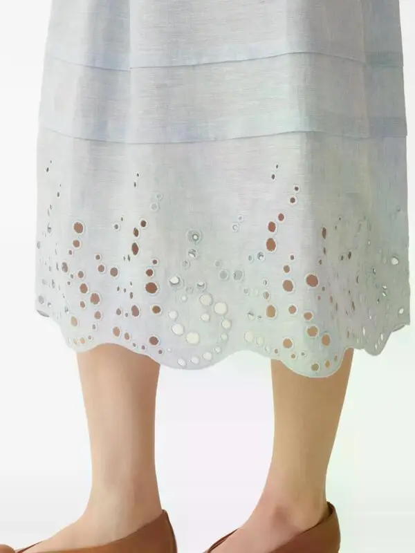 Fabiana Filippi Eyelet Drawstring Midi Skirt - Blue